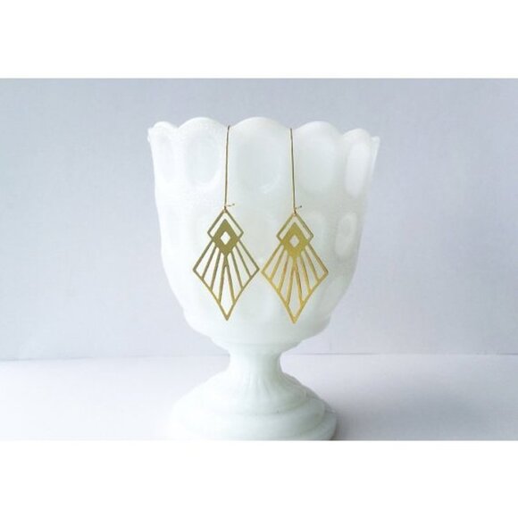 Jewelry | Handmade Cut Out Earrings Art Deco Diamonds | Poshmark